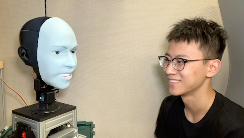 Columbia University Engineer Yuhang Hu has created ‘Emo’, a robot that can mimic people’s facial ...